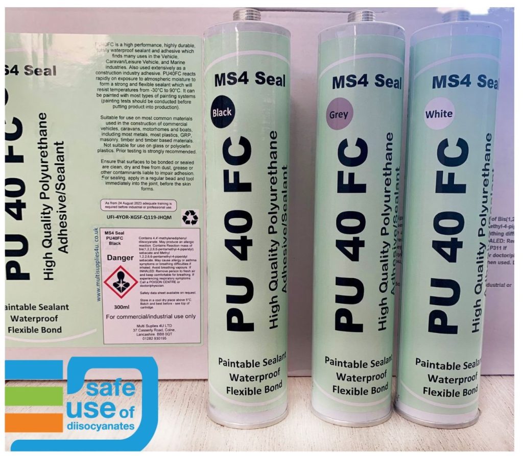 12 x MS4Seal PU 40 FC polyurethane adhesive sealant 300ml White – Multi ...