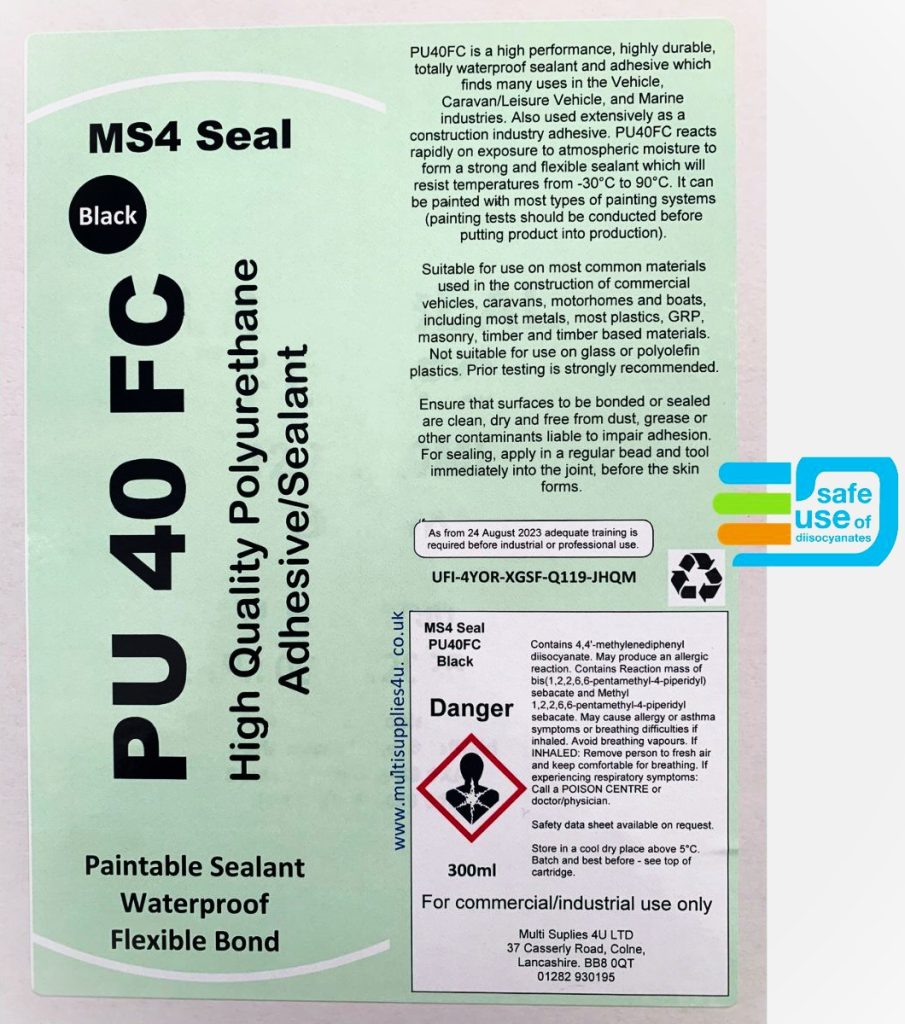 12 x MS4Seal PU 40 FC polyurethane adhesive sealant 300ml White – Multi Supplies 4U